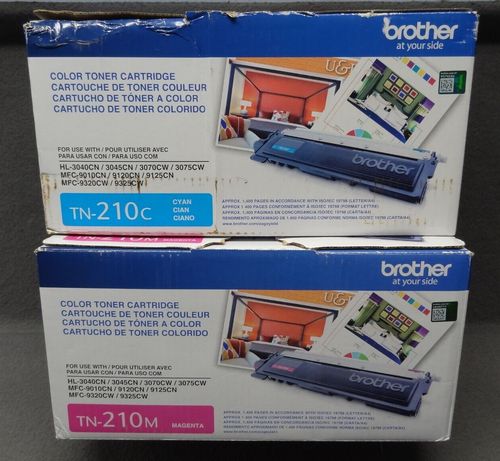 NEW Brother TN-210C Color PAIR Genuine OEM Toner Cyan Magenta 210M 1400 ...