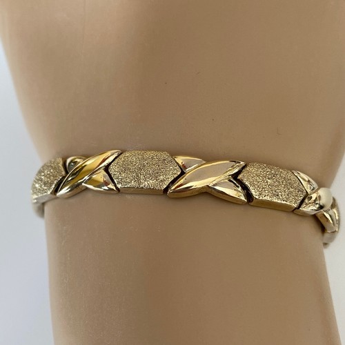 FAS 925 Sterling Silver "XO" Hugs & Kisses Gold Vermeil Link Bracelet 7 ...