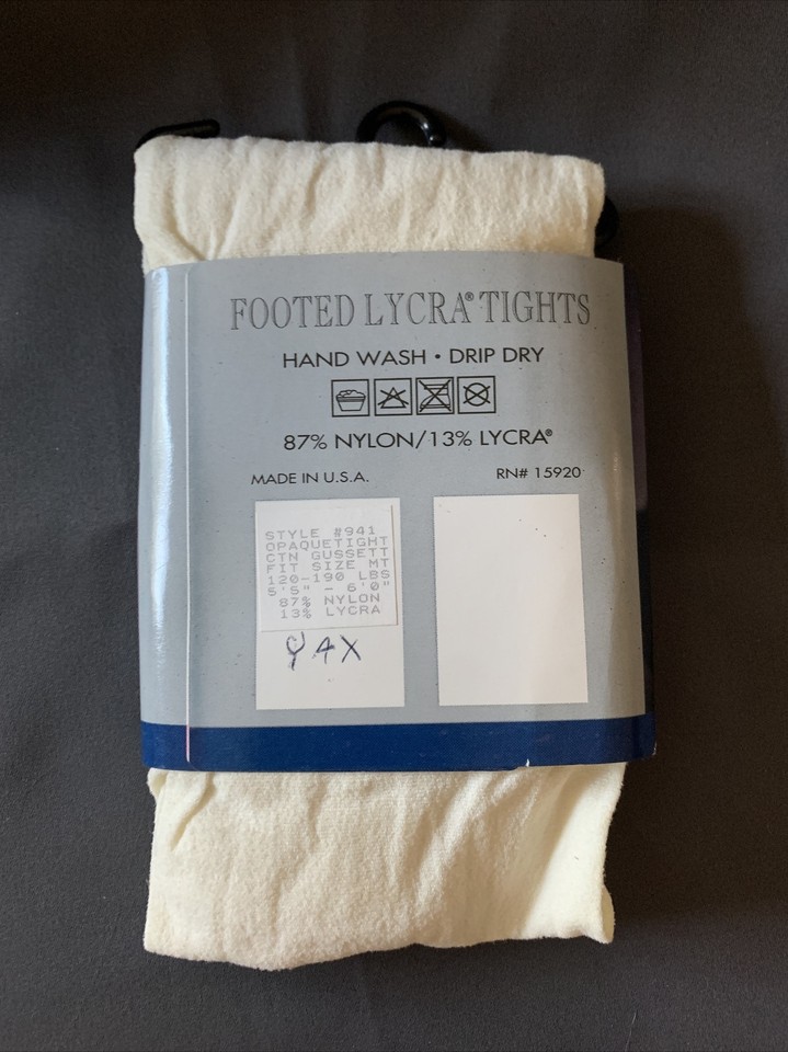 Sycamore Footed Lycra Tights Light Control White Size MT 5’5”-6’ 130 ...
