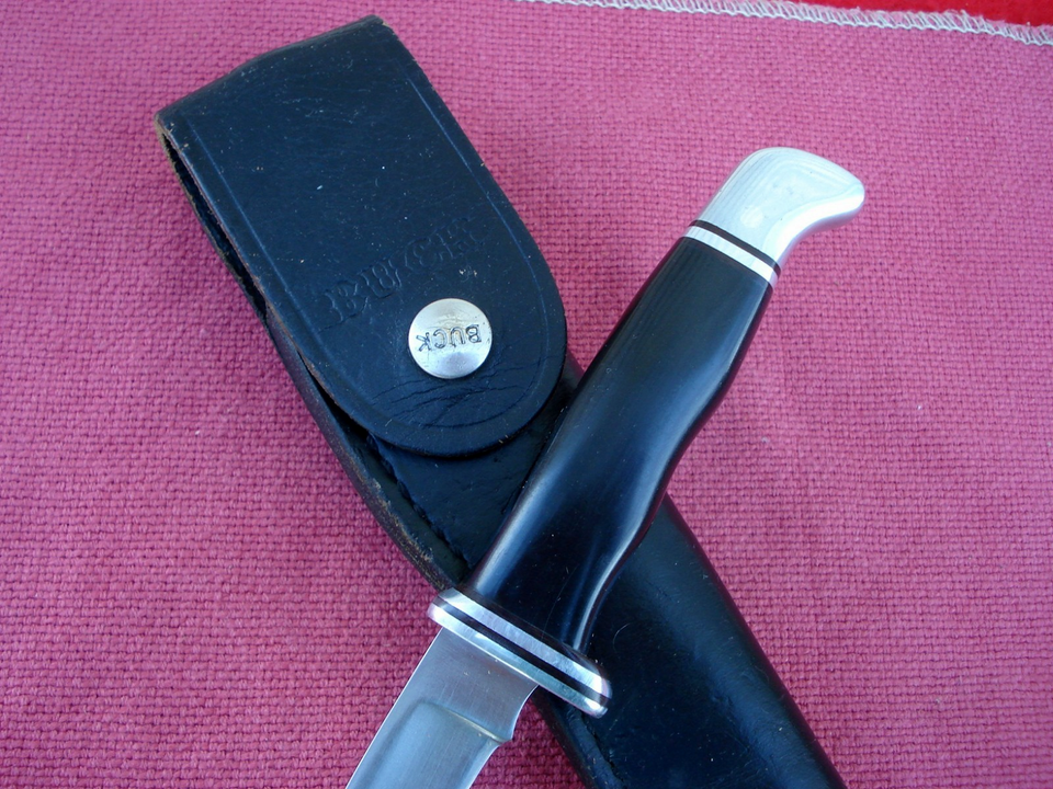 Vintage Buck 105 Fixed Blade Knife, Flap Over Sheath, U.S.A. Nice Shape ...