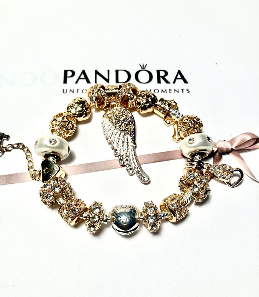 Authentic Pandora Silver Moments Heart Bracelet "ANGELS WING” | eBay