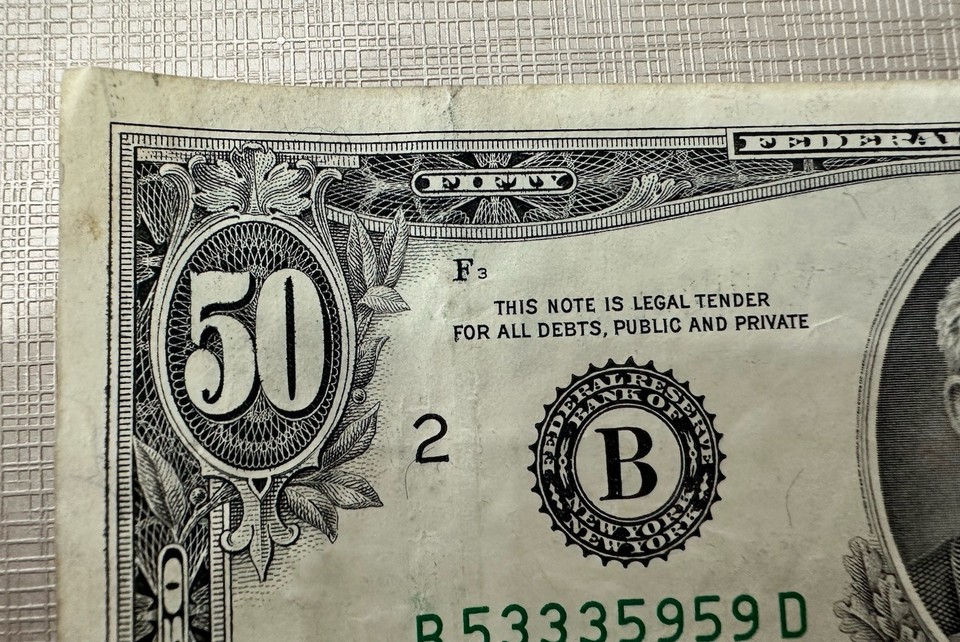 Small Head $50 bill (Fifty Dollar Bill) - Series 1993 (B 53335959 D) | eBay