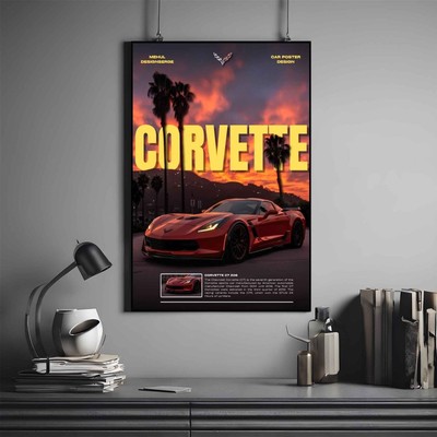 Corvette C7 Poster – American Supercar Wall Art for Garage Decor | eBay