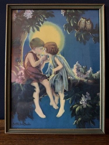 Vintage Bertram Basabe Budding Romance Children Moonlight Art Deco ...