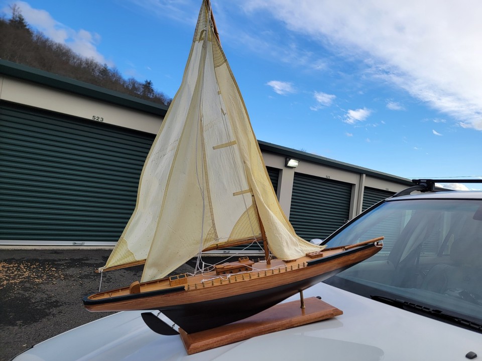 Wooden Pond Yacht Sail Boat Scratch Built 36.5"41.5" J Class Endeavor ...