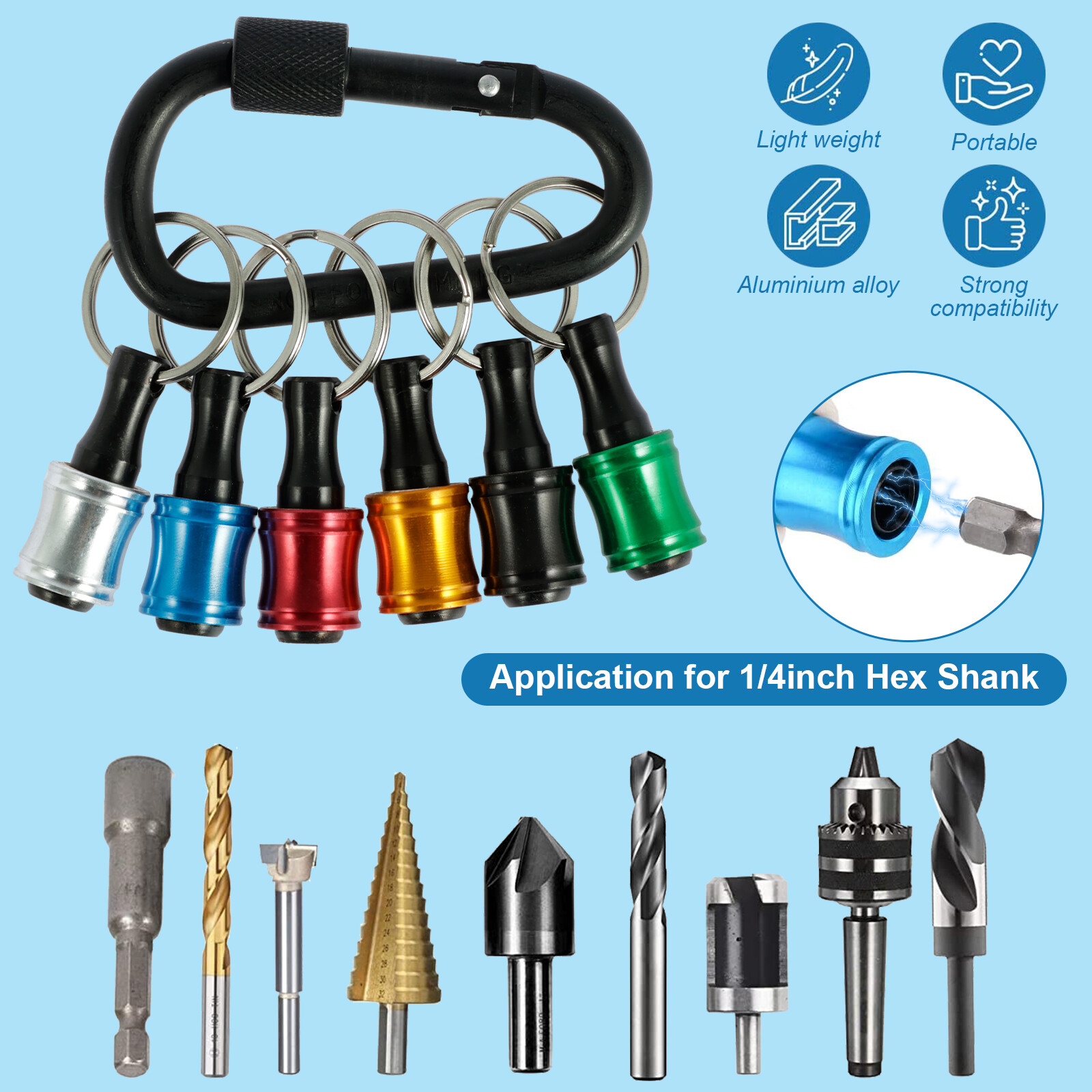12Pcs Hex Shank Screwdriver Bit Holder Extension Bar Keychain Driver ...