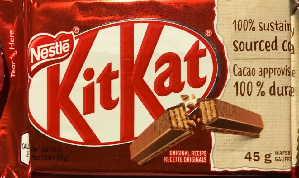 NESTLE KIT KAT MILK CHOCOLATE FULL SIZE BARS MADE IN CANADA 10x45g ...