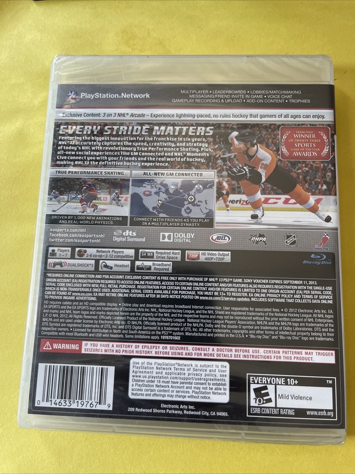 NHL 13 PS3 PlayStation 3 Hockey Stanley Cup Playoffs EA Sports Brand ...