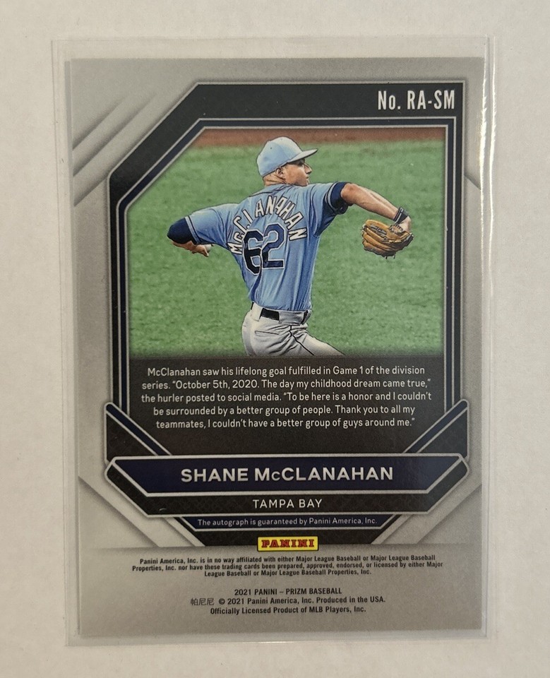 2021 Panini Silver Prizm Shane McClanahan Rookie Auto Tampa Bay Rays #RA-SM | eBay