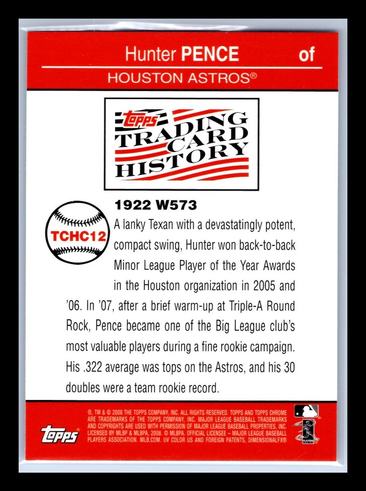 Hunter Pence 2008 Topps Chrome Trading Card History #TCHC12 | eBay