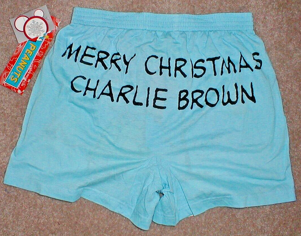 Peanuts 'Merry Christmas Charlie Brown' Boxer Shorts Light Blue Men's ...