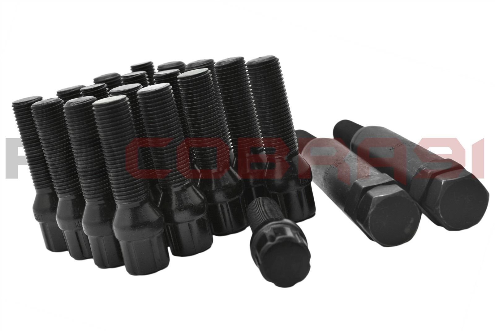 20 Pc Audi Black Spline Lug Bolts 33 MM Shank 14m x 1.5 Extended Length ...