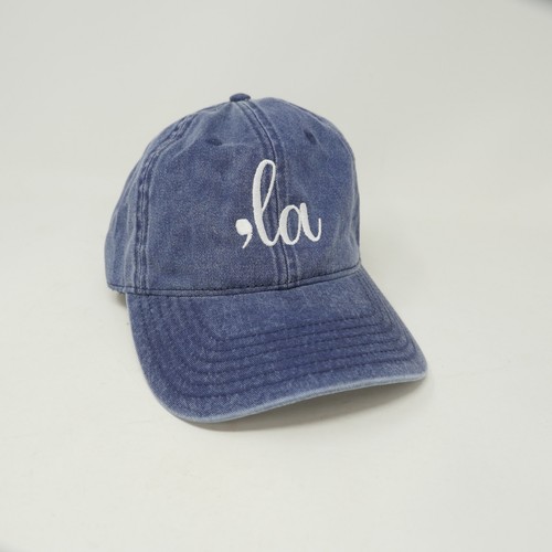 Comma La, embroidered Slideback Baseball Cap Blue One Size Vented Holes ...