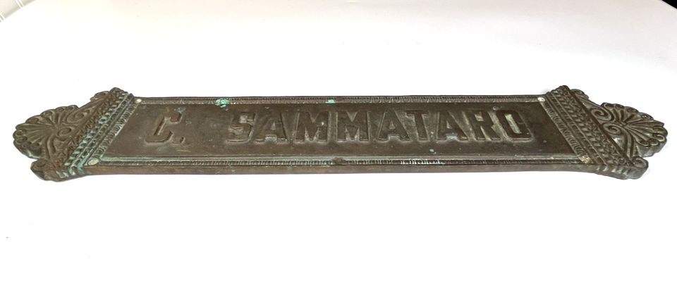 Antique Heavy Bronze Cemetery Grave Headstone Marker 22" Long, Mortuary ...