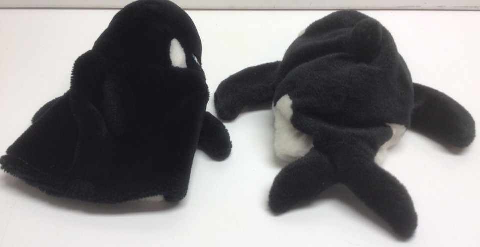 Vintage Lot 2 Seaworld Hug Fun Plush Whale Shamu Hand Puppet Orca ...