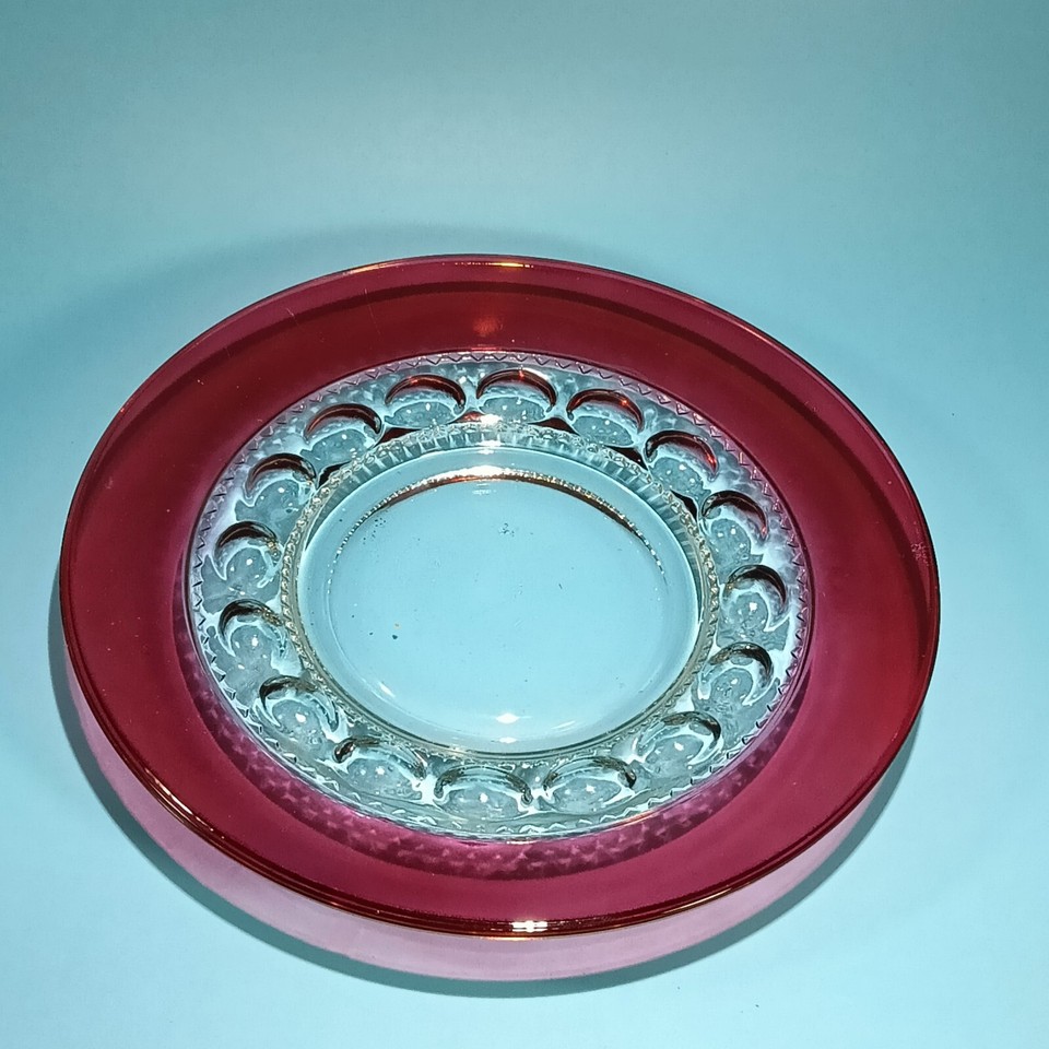 Vintage King’s Crown Ruby Stained Glass Plate 8.5" - Red Thumbprint ...