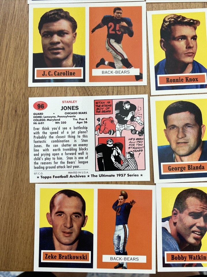 "CHICAGO BEARS” 1957 TOPPS ARCHIVES TEAM SET (13) CARDS STAN JONES RC ...