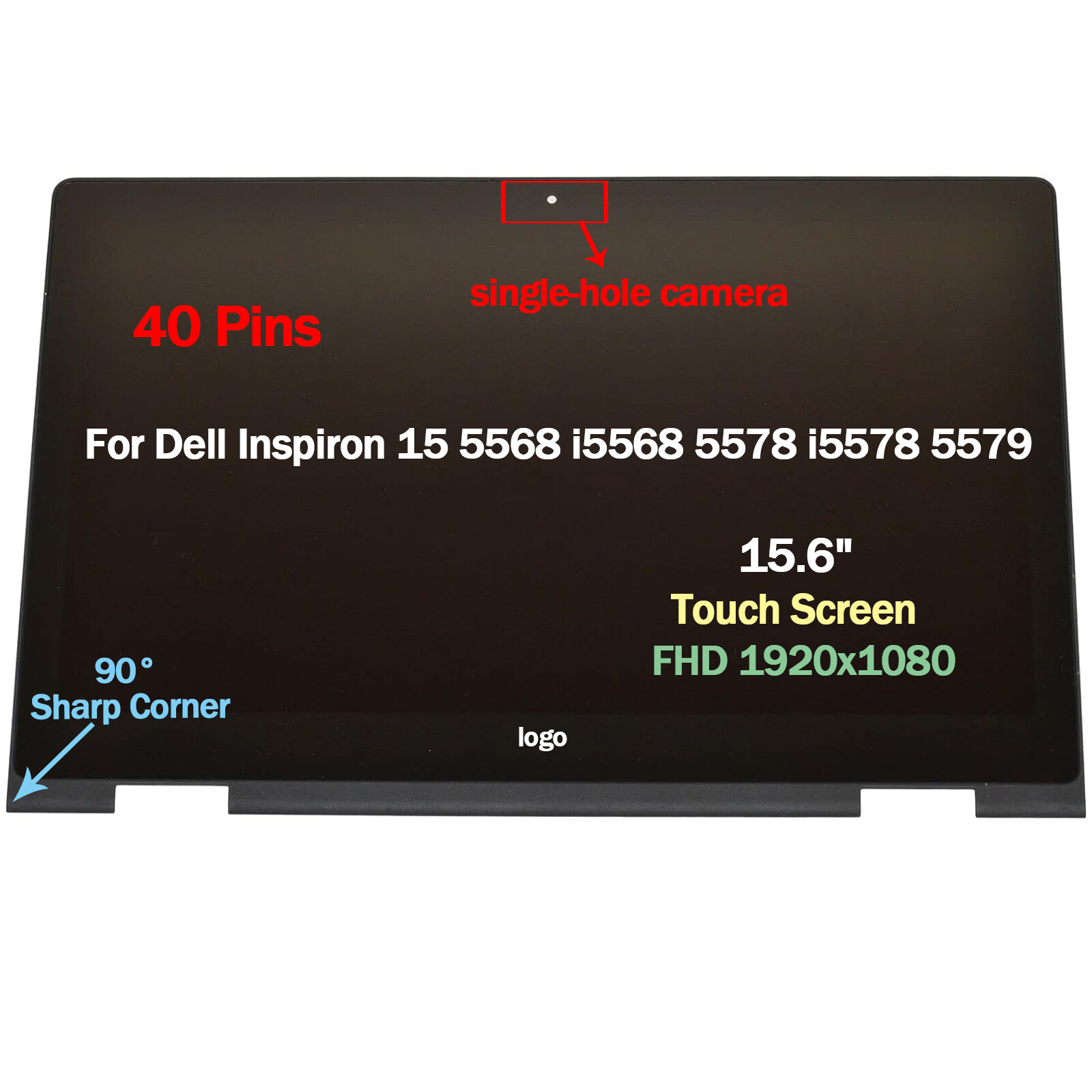 15.6" for Dell Inspiron 15 5568 P58F P58F001 LCD Touch Screen Assembly ...