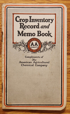 Crop Inventory Record & Memo Book 1929 American Agricultural Chemical ...