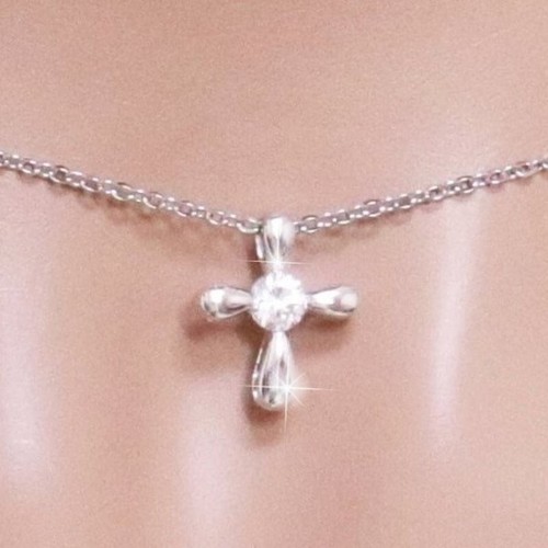 #N452c Very Small Cross 15mm Mini Pendant CZ Cubic Zirconi Crystal ...