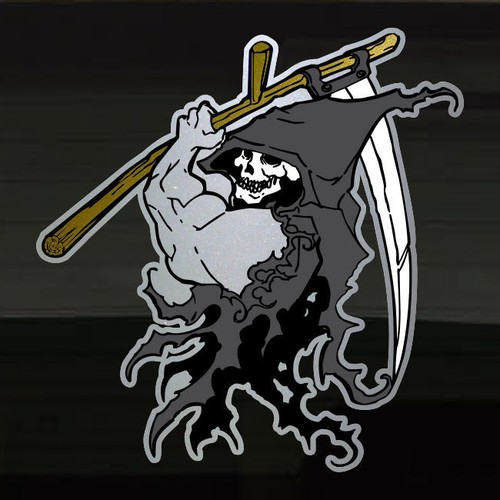 Grim Reaper Muscle Body Builder LARGE! 13"x13.5" Vinyl Decal Sticker ...