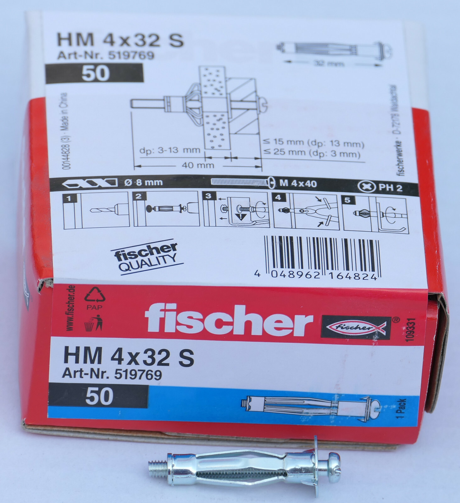 fischer HM Metall Hohlraumdübel, mit Schraube Ausführung und Menge nach ...