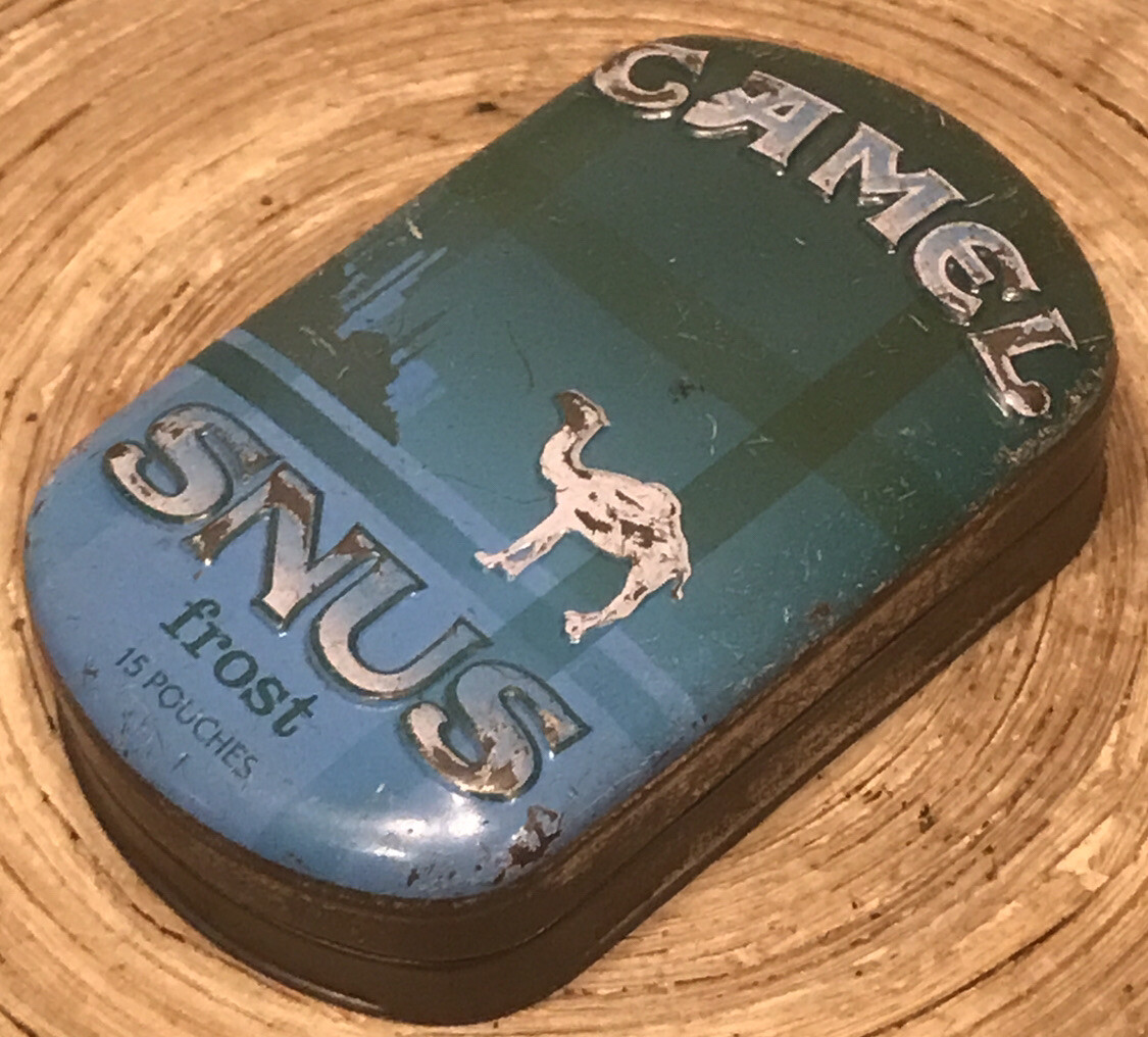 CAMEL SNUS TIN PREOWNED FROST COMPLETELY EMPTY BLUE METAL TIN VINTAGE ...
