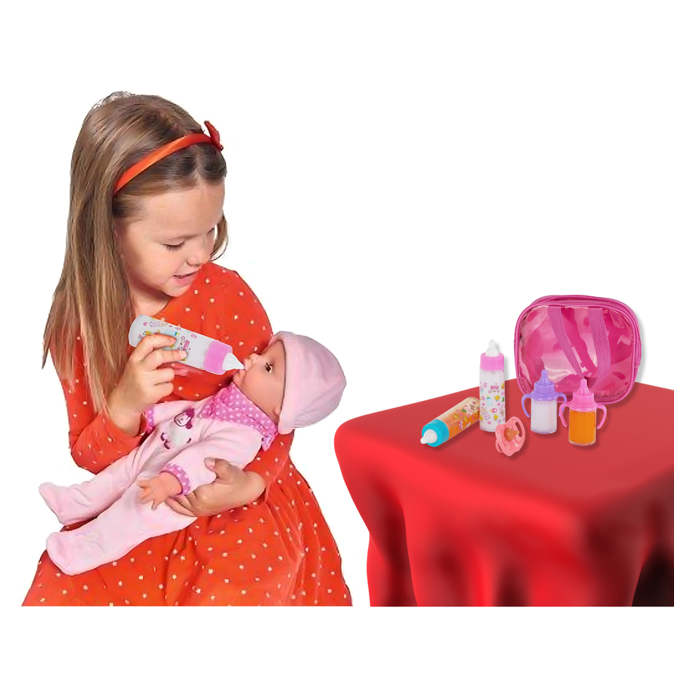 Girls Children Pretend Play Feeding Toy Set For Dolls with Disappearing ...