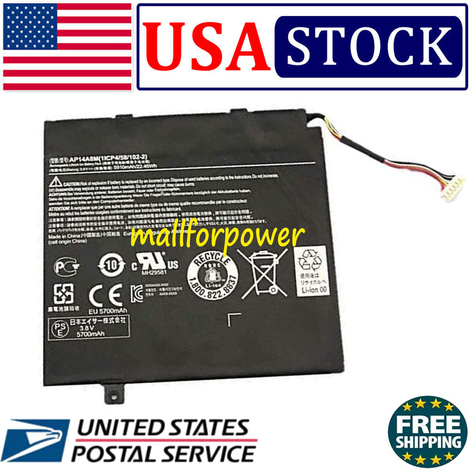 AP14A8M Battery For Acer iconia 10 A3-A30 A3-A20 NTL4TET016 AP14A4M ...