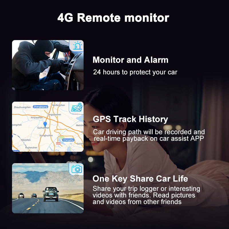 Smart Mirror Dash Cam with 3 Cameras 4G WIFI Car Camera APP Remote ...