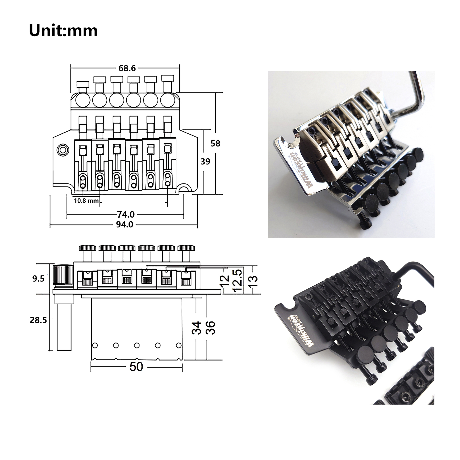 Wilkinson WODL1 Tremolo System Bridge Double Locking for 6 String FR ...