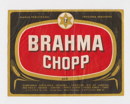 EARLY Brahma Chopp Beer IRTP era Beer Label Brazil | eBay