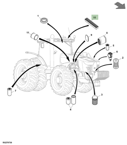 Genuine John Deere Cab Air Filter RE284091 Tractor Combine Harvester 7 ...