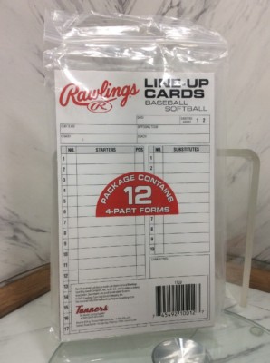 New Rawlings System-17 Line-Up Cards Baseball Softball 4 Part forms Set ...