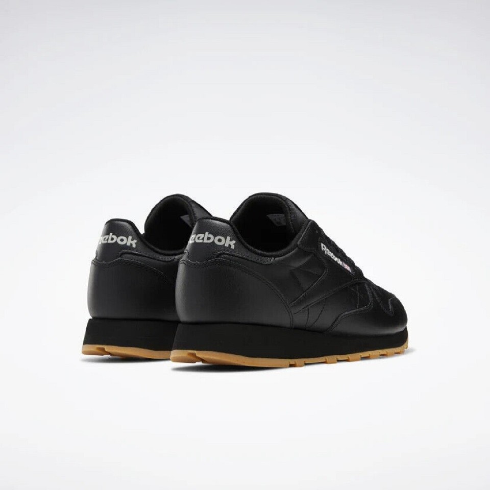 Reebok GY0954 Classic Leather Trainers Black/Gum - 80s 90s Retro Unisex ...