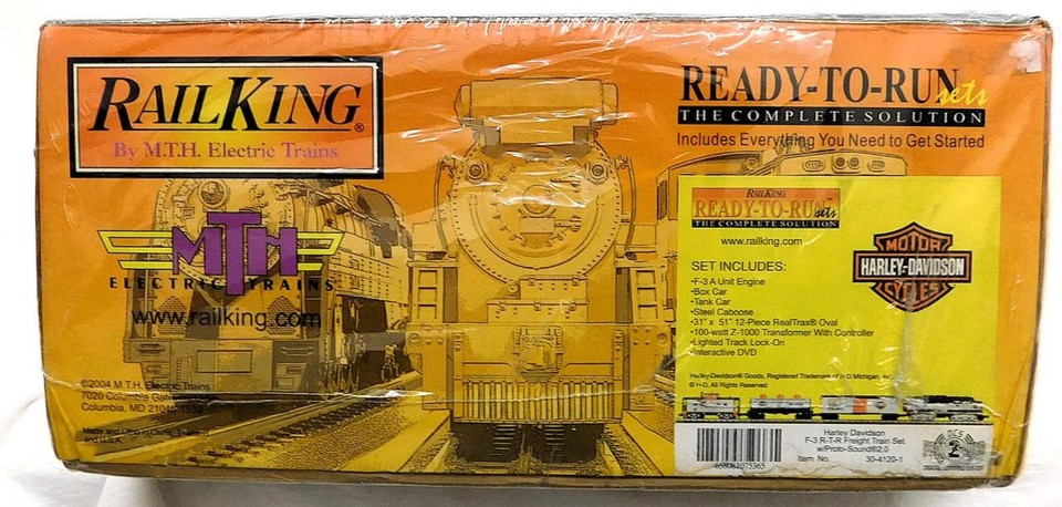 SEALED MTH Trains 30- 4120-1 HARLEY DAVIDSON Diesel Freight Set w ...