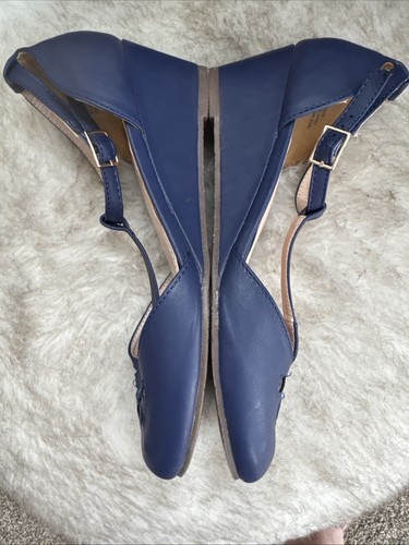 Chase & Chloe Cambridge-1 Navy Mary Jane Retro Cut Out Wedges Size 10 ...