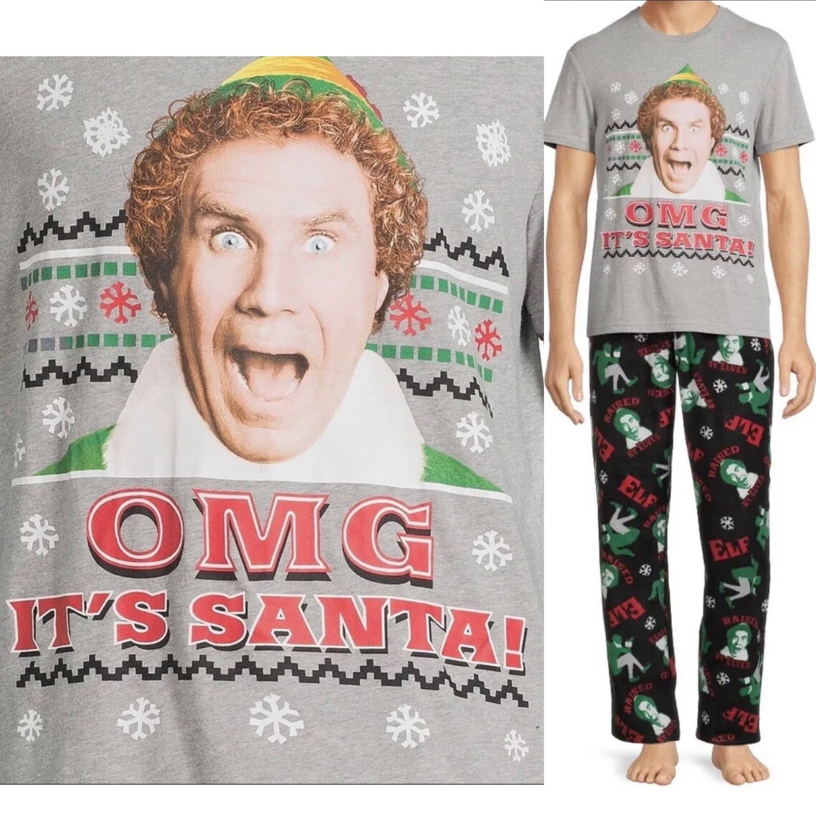 Elf “OMG, It’s Santa 2pc sleep set sz medium | eBay