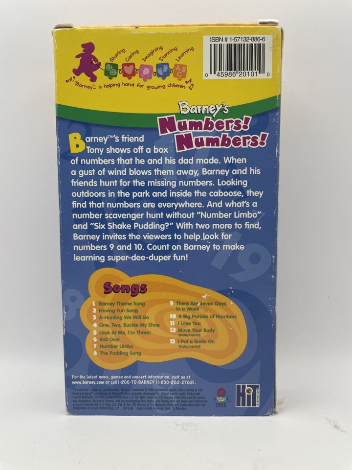 Barney's Numbers! Numbers! (2004) VHS Children's Kids Sing-Along ...