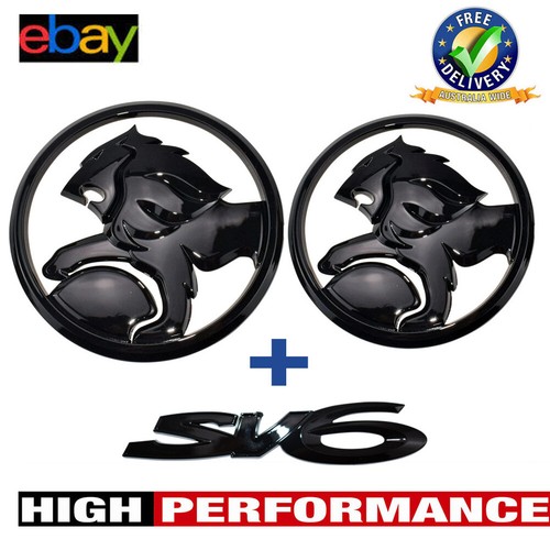 3PCS Holden Lion + SV6 Gloss Black Badge Set for All VF Commodore Sedan ...