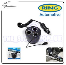 Halfords Advanced 2 Way Multi Socket Car Power Adaptor Micro USB 12v ...