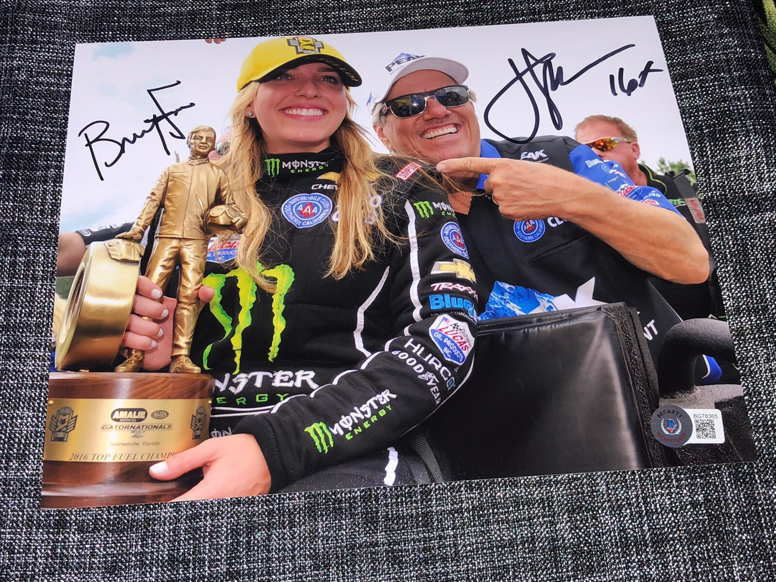 JOHN & BRITTANY FORCE SIGNED AUTOGRAPH 8X10 PHOTO NHRA RACING BECKETT ...