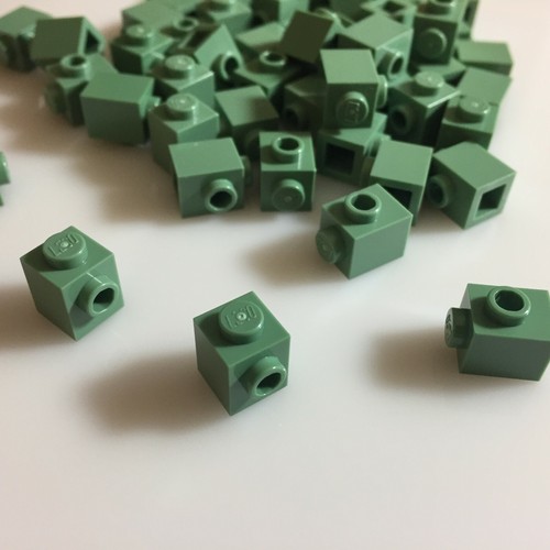50 per lot NEW LEGO Sand Green Bricks 1X1 W. 1 Knob (87087/6009656 ...