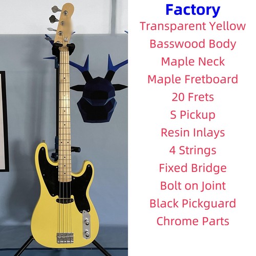 Factory Cream Yellow Precision Electric Bass Maple Neck&Fretboard ...