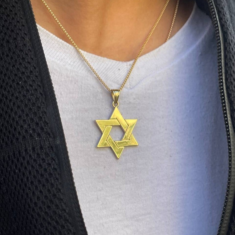 14K Gold Star of David Jewish Pendant Magen David Interwoven Charm ...