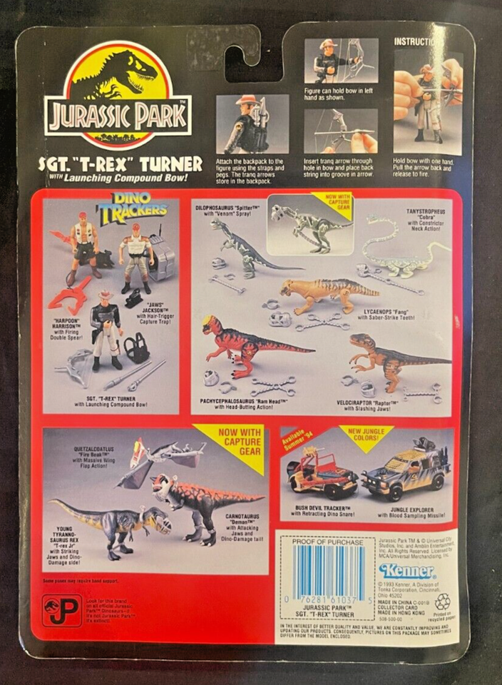 1993 Jurassic Park Dino Trackers Sgt T-Rex Turner Figure Dinosaur ...