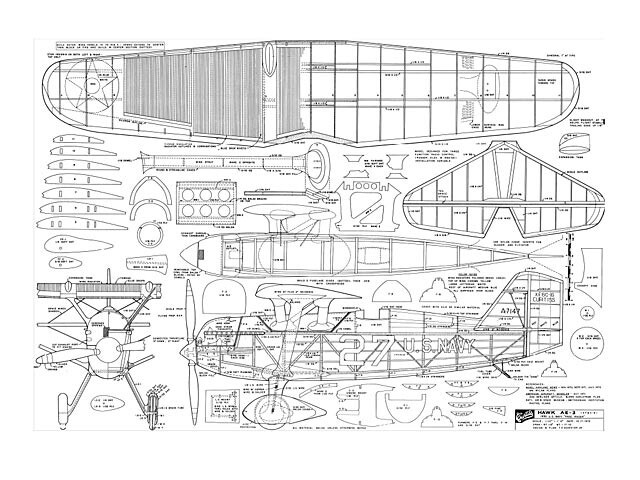 Curtiss Hawk AE3 XF6C-6 96" Wingspan RC Model Airplane Printed Plans ...