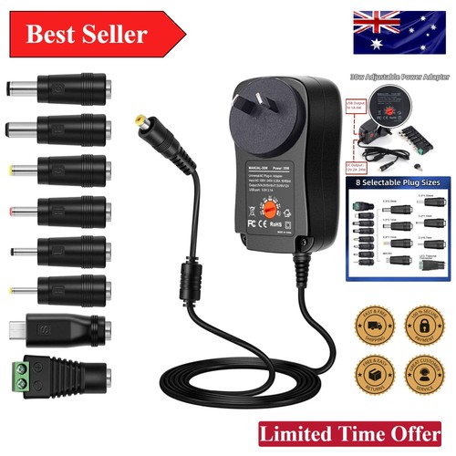 30W Universal DC Charger Adapter - 8 Port Power Supply for Multiple ...