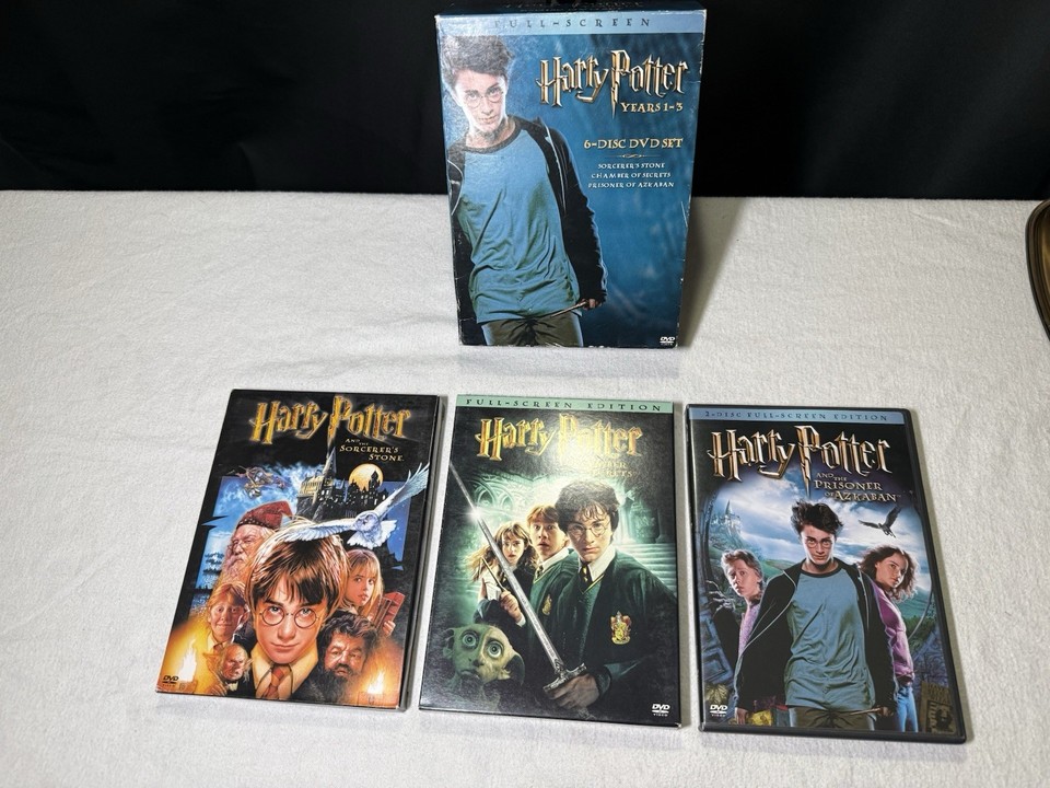 Harry Potter Years 1-3 DVD Box Set Full Screen 6 Disc Sorcerer Azkaban ...