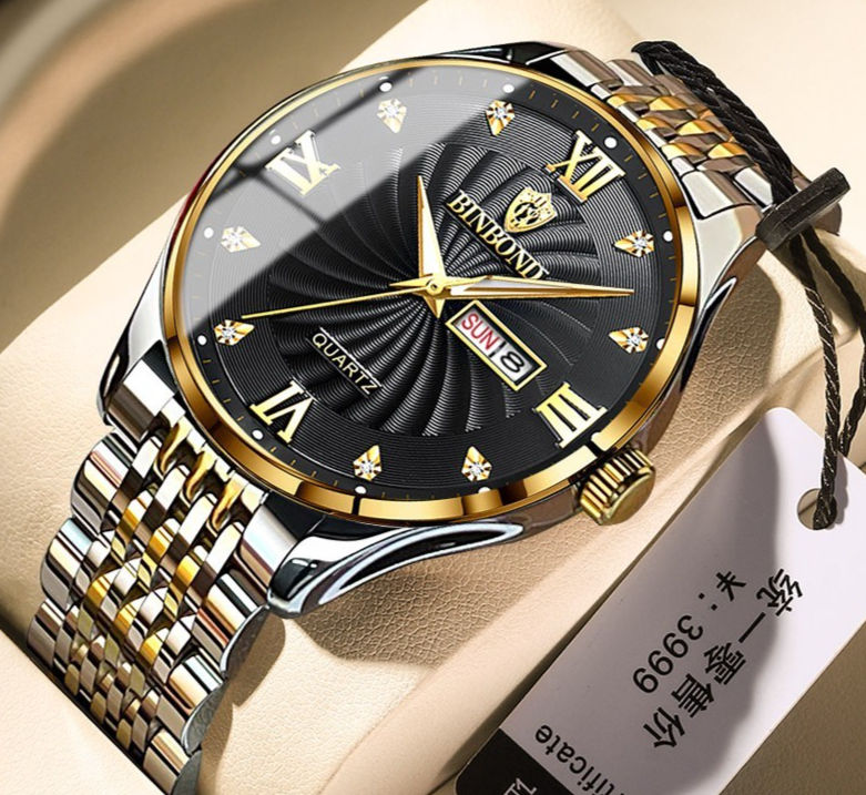 BINBOND Men's Watch Luxury Quartz Waterproof Fashion Steel Belt Double Calendar | eBay